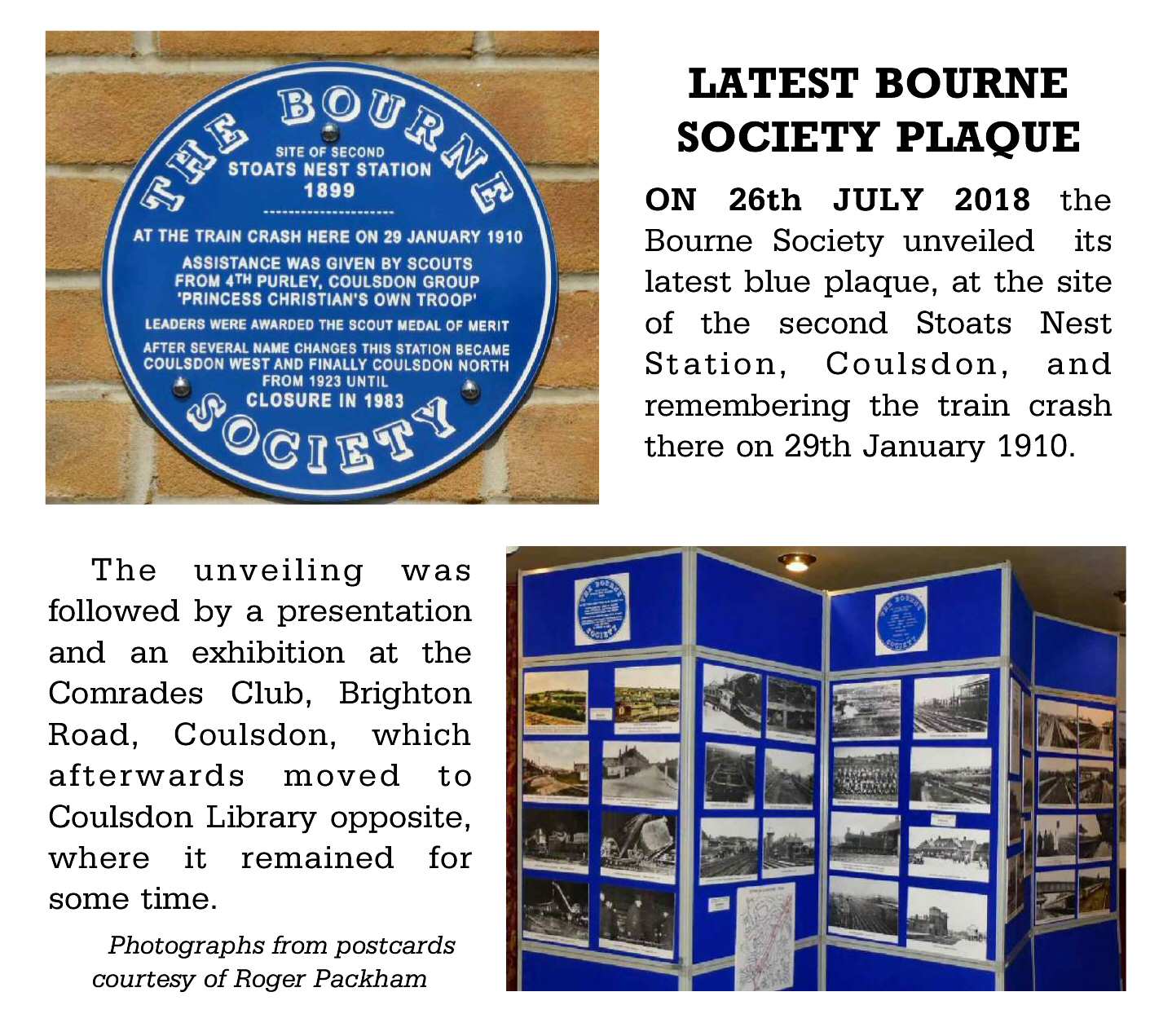 Plaque 32 – Coulsdon North Railway Station – The Bourne Society